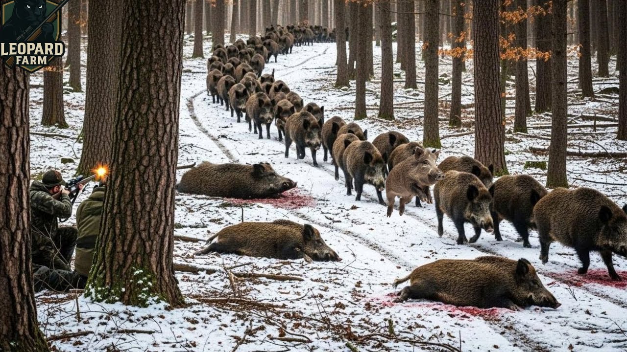 EPIC WINTER HUNT! Hunter’s Brilliant Ambush Stuns an Entire Wild Boar ...