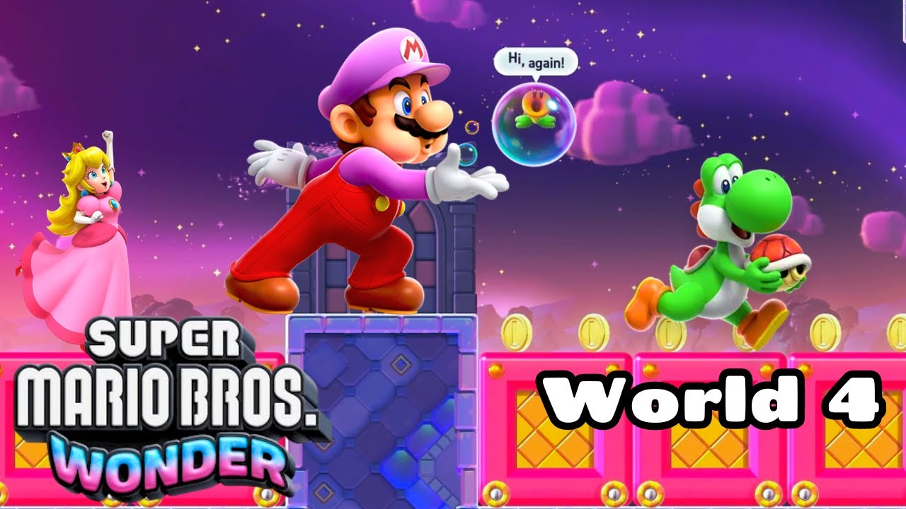 Super Mario Bros. Wonder World 4 Complete Walkthrough! Sunbaked Desert ...
