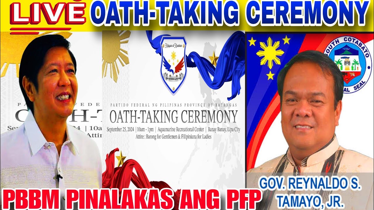 LIVE TODAY AT OATH-TAKING CEREMONY PFP GOV: R. TAMAYO PBBM BATANGAS ...