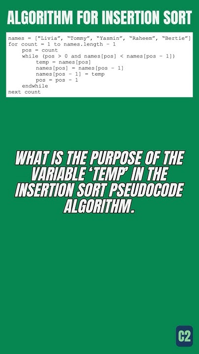 Insertion Sort #gcse #computerscience #algorithms #programming #revise #insertionsort - YouTube