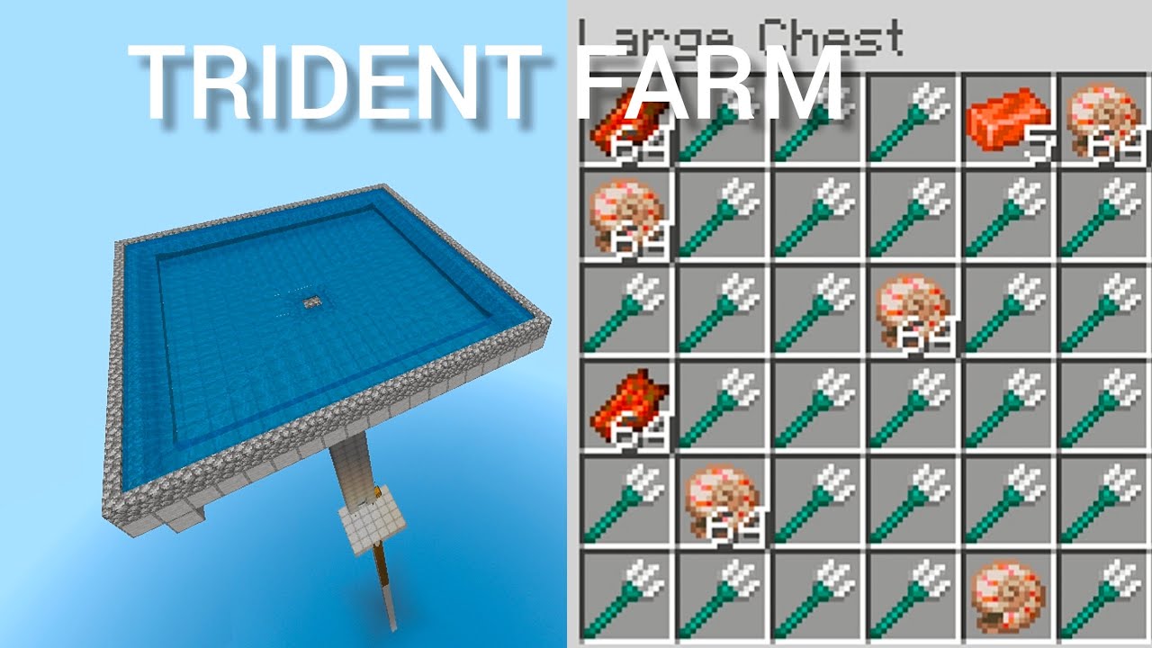 Easy Drowned Trident Farm in Minecraft Bedrock 1.21 (MCPE /XBOX /PS4 ...