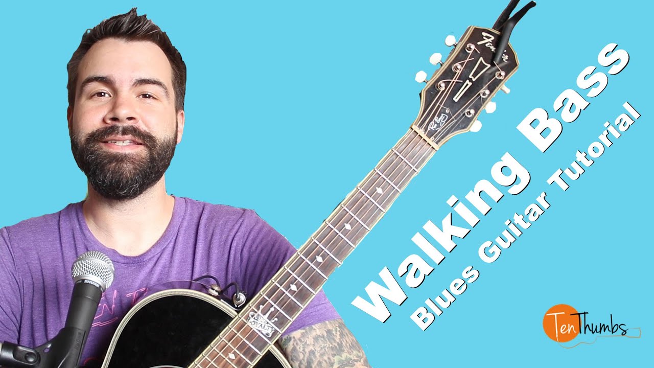 Walking Bass Blues Guitar Rhythm - Beginner Blues Guitar Tutorial - YouTube