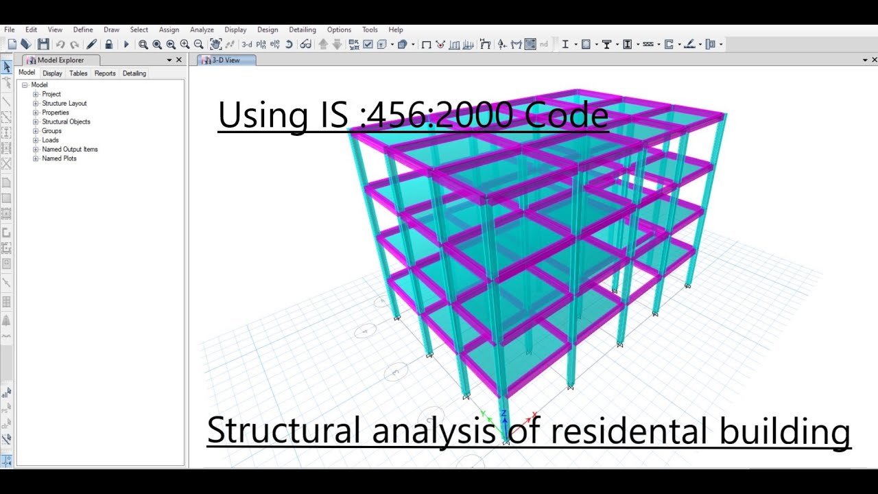 Structural analysis of residental (G+3) building using ETABS - YouTube