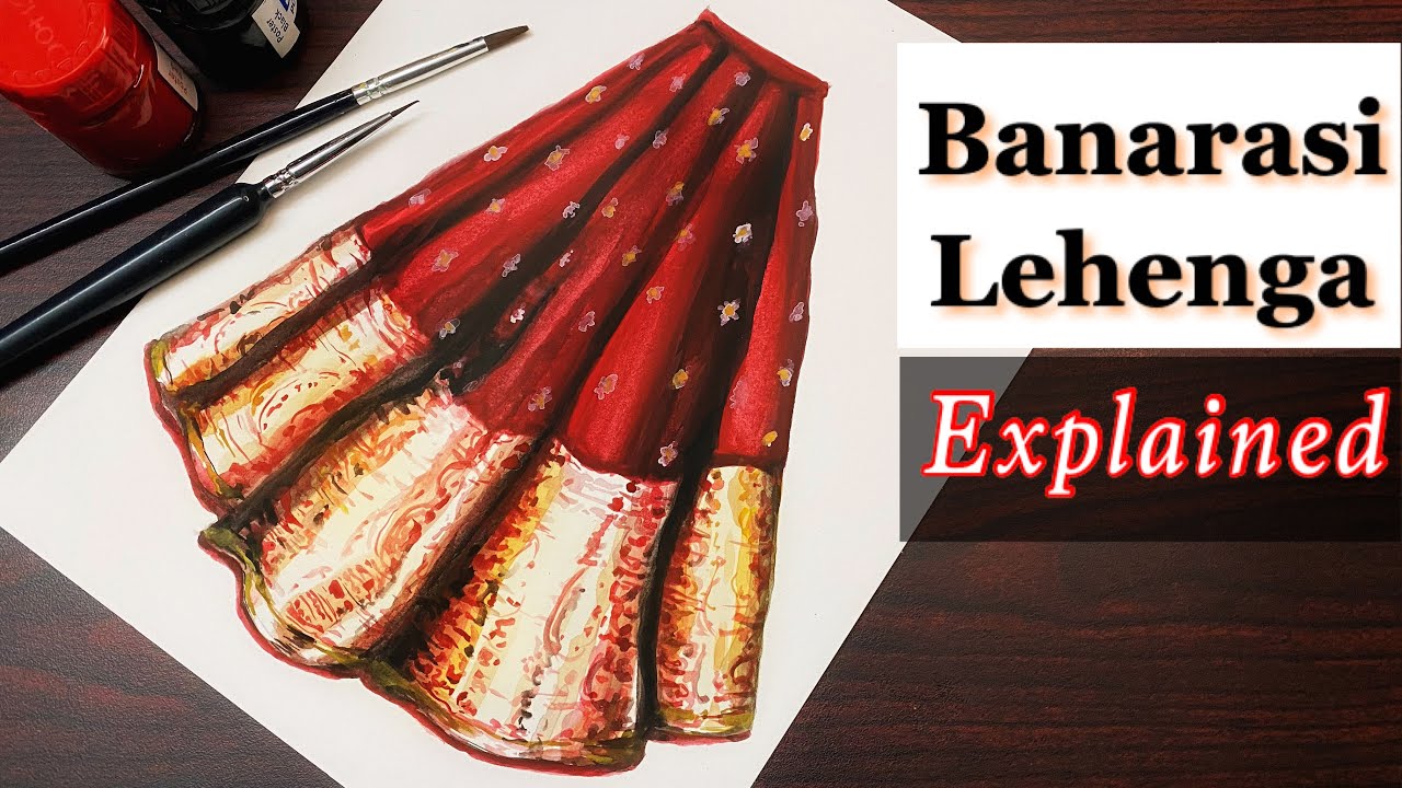 Banarasi Lehenga | Fashion Illustration | Art Studio by Srabani - YouTube