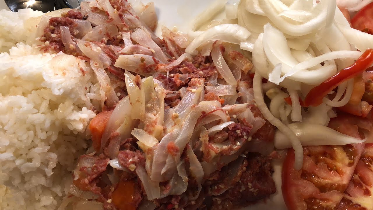 Pisupo, Corned Beef and Onions Mukbang - YouTube