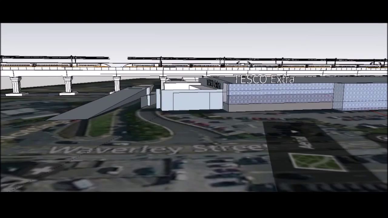 Long Eaton HS2 Viaduct - Full Animation with Train Sounds - YouTube