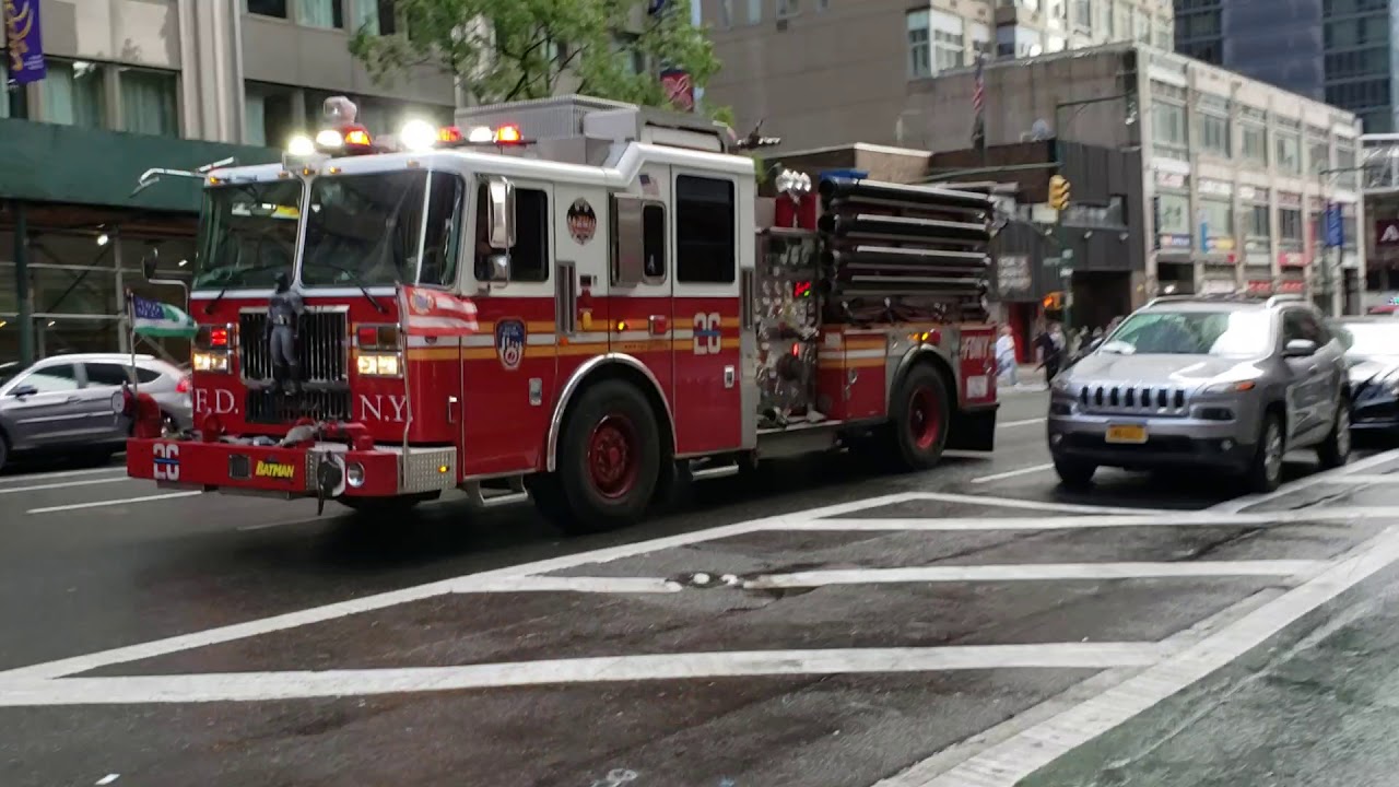 FDNY Engine 26 "Batcave" Responding On 8th Ave In Midtown, Manhattan ...