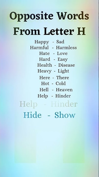 Opposite Words Starts From Letter H | Antonym Words H - YouTube