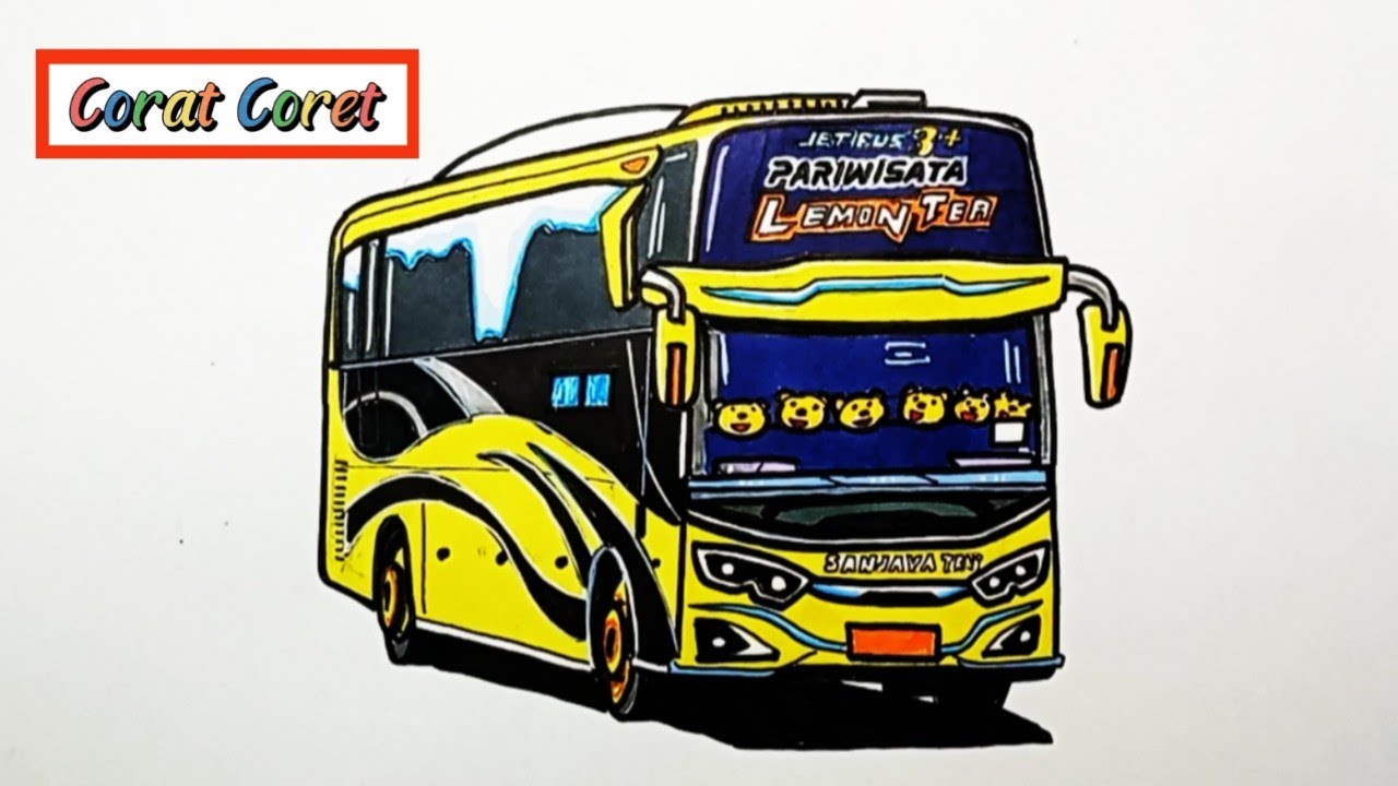 menggambar bus JB3 sanjaya trans LEMON TEA #coratcoret - YouTube