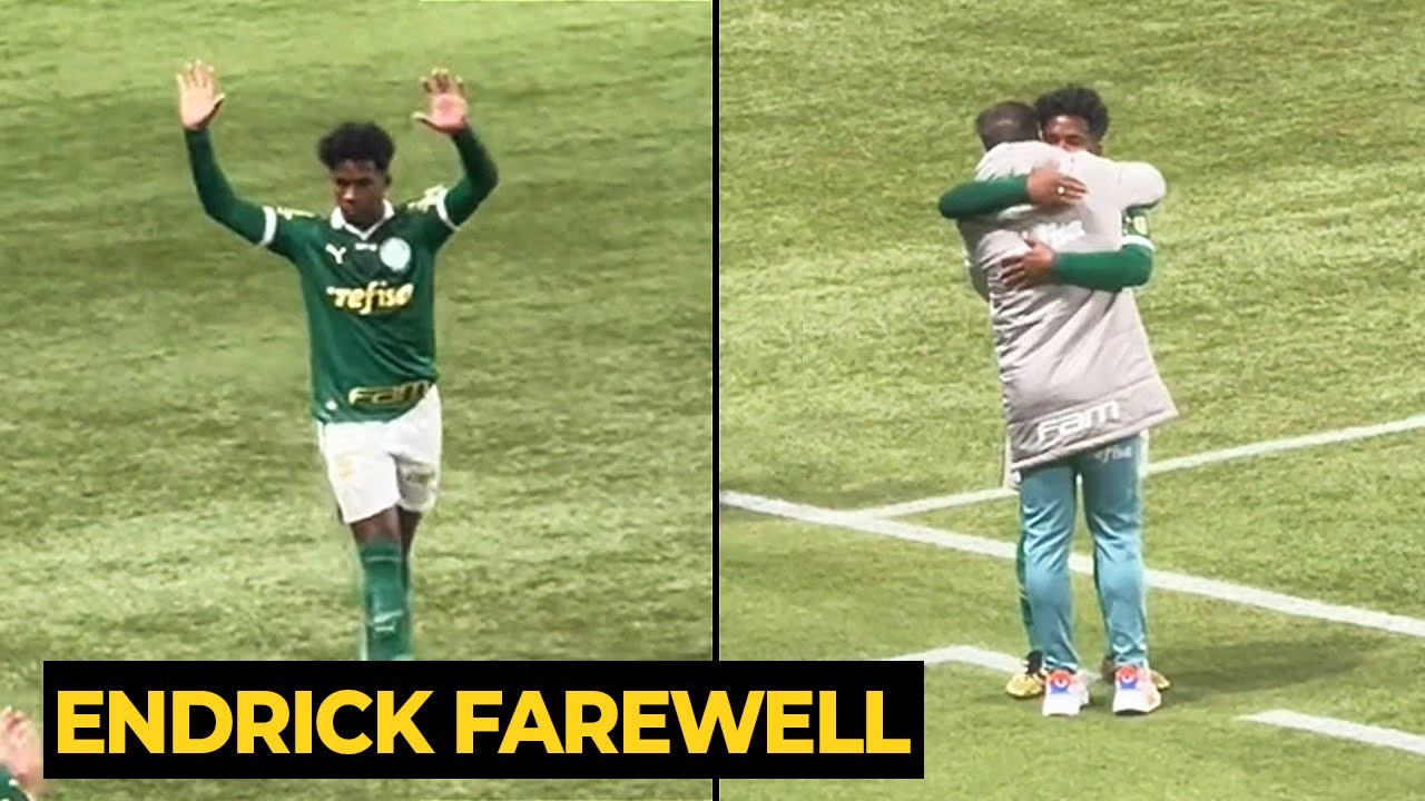 Endrick can't stop crying during his final game at Palmeiras before ...