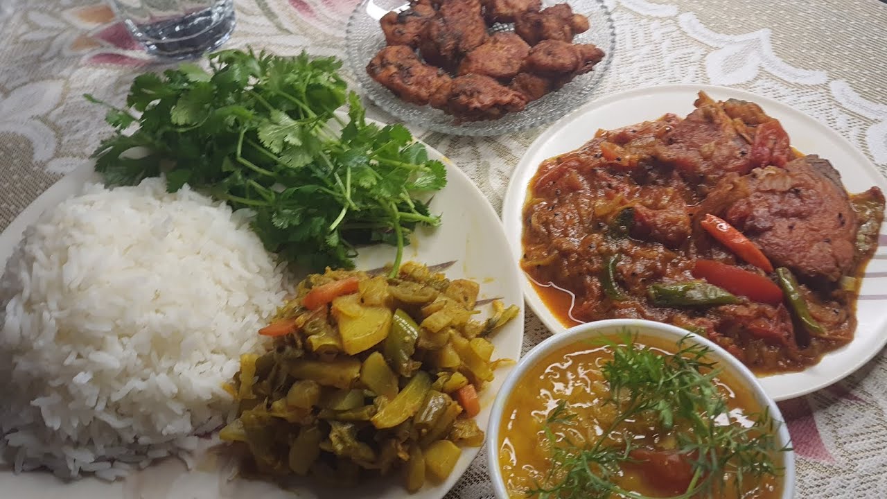 ASMR। Mix veg। Arahar Dal।Katla Fish Kalia। Chicken Pakora।NonVeg Thali ...