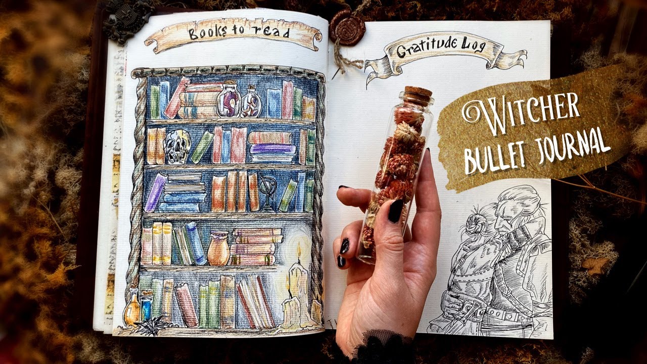 Witcher Theme for Bullet Journal ~ Wiedźmin bujo setup ~ Colored pencil ...