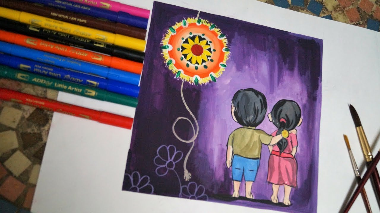 RAKSHA BANDHAN DRAWING STEP BY STEP || RAKSHA BANDHAN VIDEO || RAKHI ...