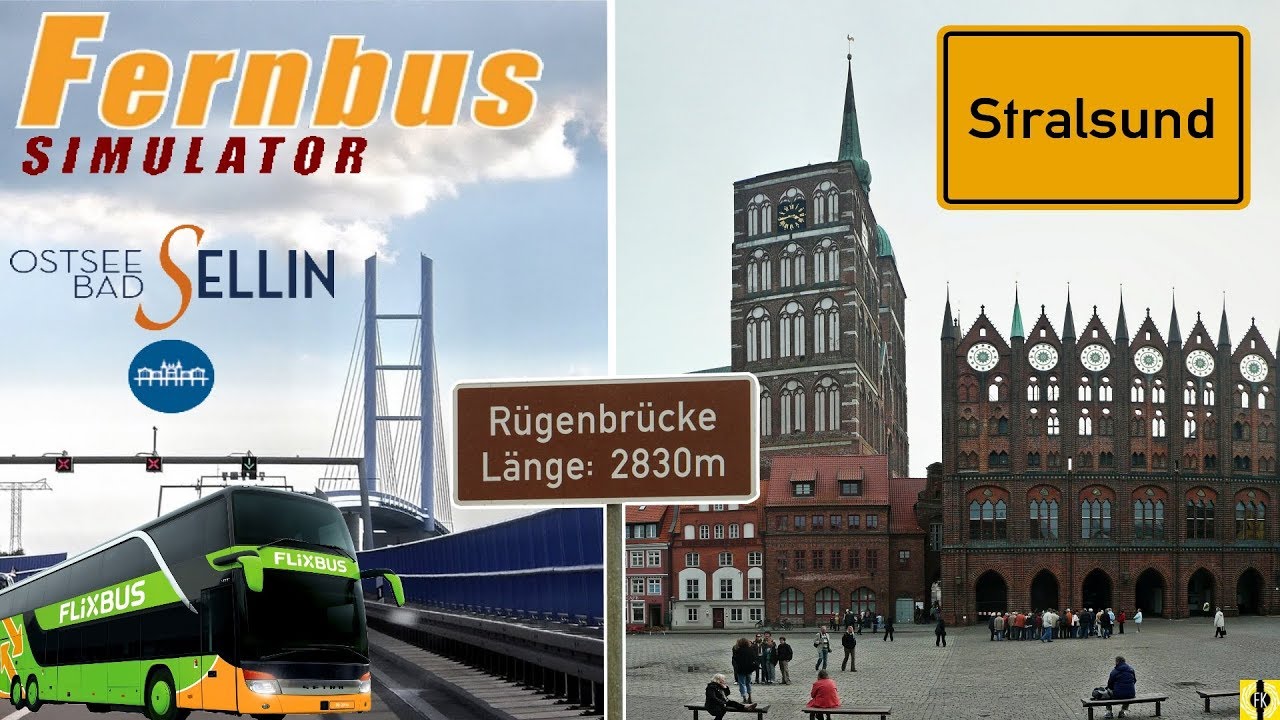 FERNBUS SIMULATOR [60 FPS] #031 - STRALSUND: links RÜGEN, rechts USEDOM ...