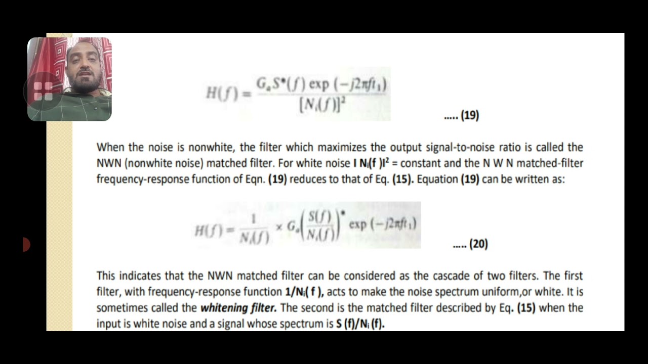 Matched filter with Non White Noise - YouTube