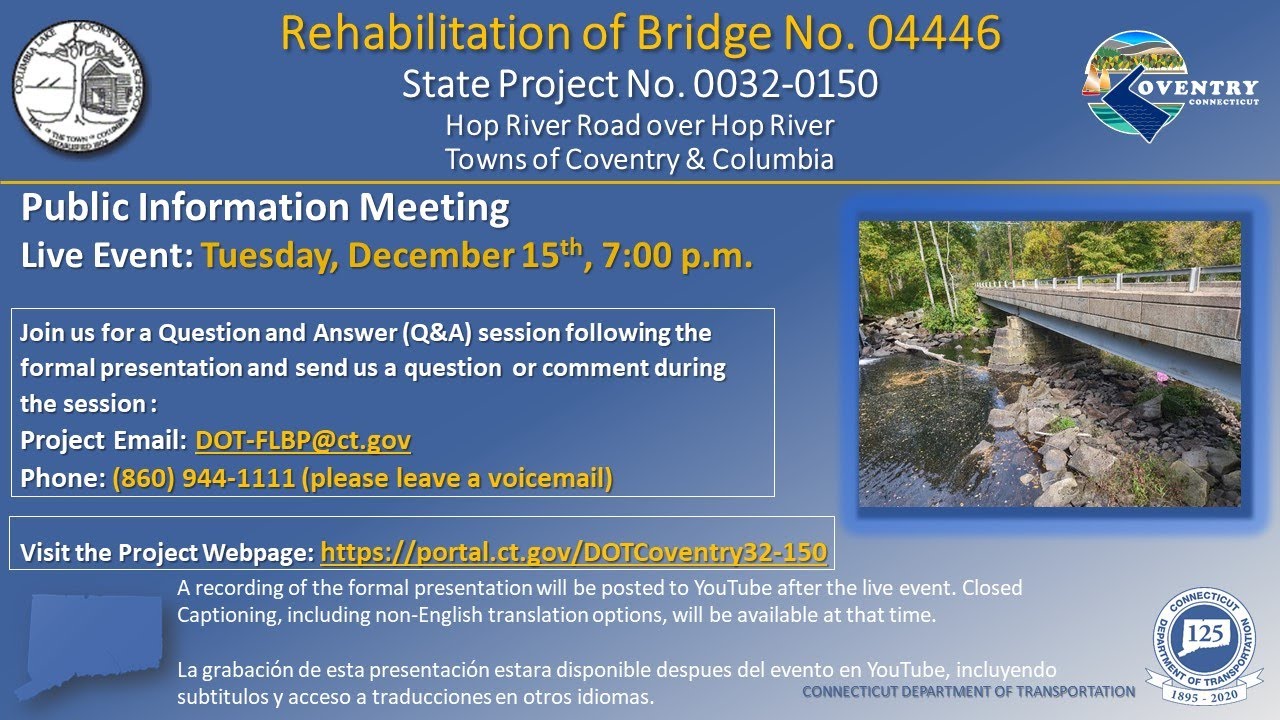 CT DOT VPIM, Project 32-150 Coventry, Replacement of Bridge No. 4446 ...