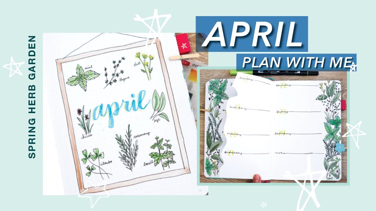 🌿HERB GARDEN Bullet Journal Setup 🌿 April 2020 Plan With Me - YouTube