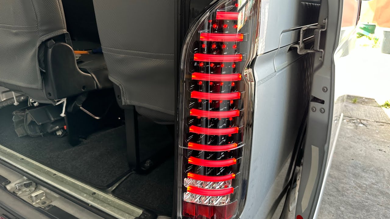 Toyota hiace LED taillight VIP Ceiling floor matting installation - YouTube