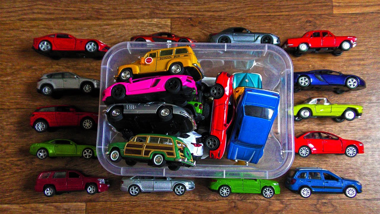 Box Full of Cars and Other Cars Around - YouTube