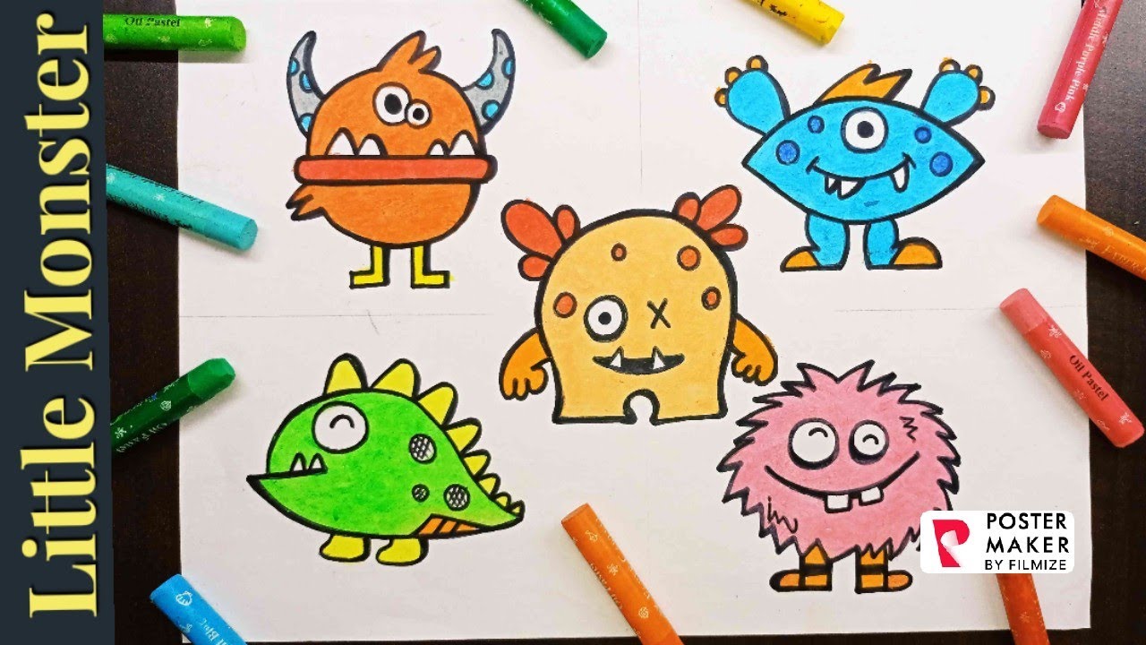 HOW TO DRAW A LITTLE MONSTER FOR GRADE 1 & 2 - YouTube
