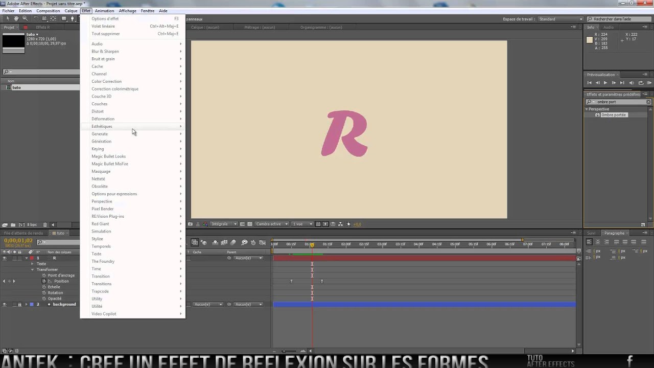 Tuto After Effect ☆ •créer un effet de réflexion• - YouTube