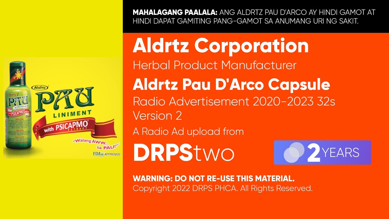 Aldrtz Pau D'Arco Capsule Radio Ad 2020-2023 32s (Version 2) - YouTube