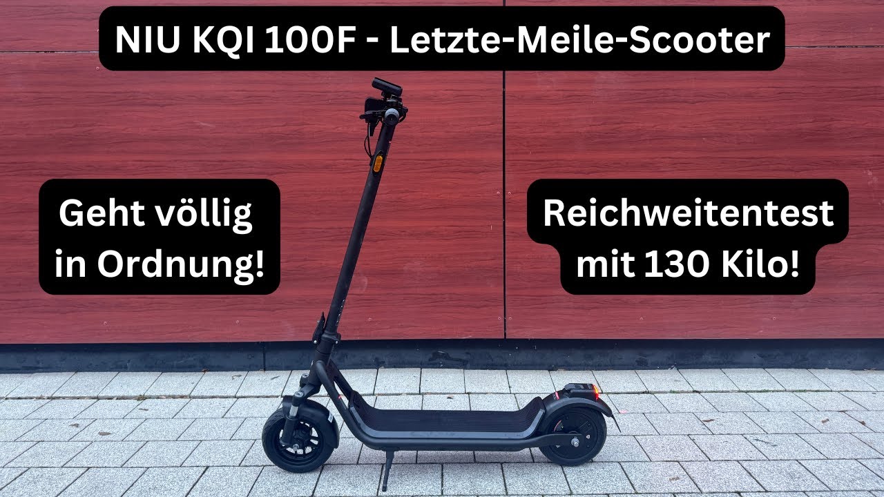 NIU KQI 100F - Reichweitentest mit 130 Kilo - YouTube