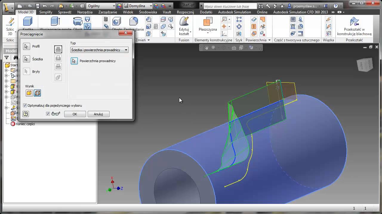 Wujek dobra rada - modelowanie rowka na cylindrze - YouTube