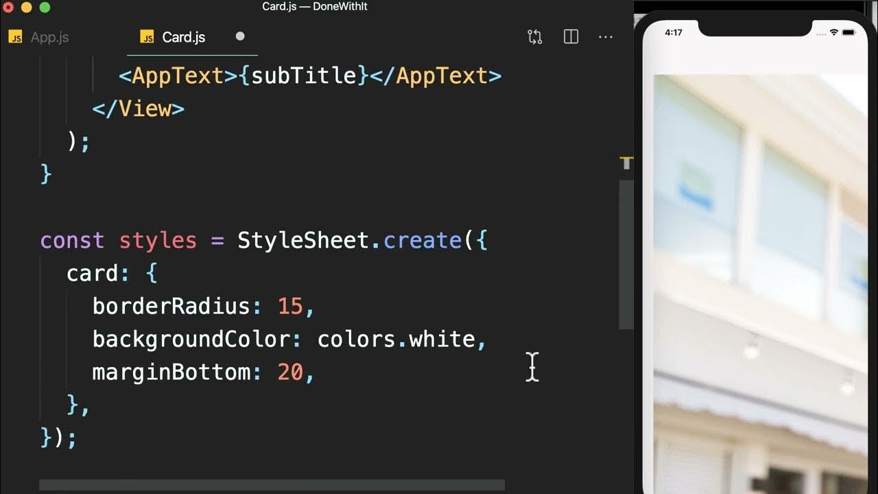 React Native | Fundamentals #47 - Building the card component [By Mosh ...