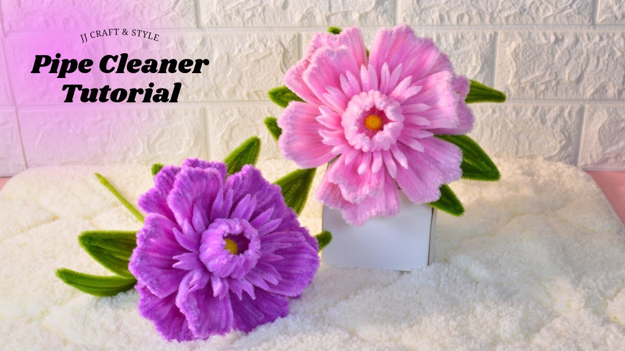 DIY FLOWER | How to make flower with pipe cleaners | Paeonia Lactiflora ...