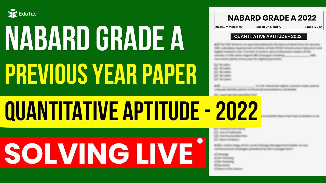 NABARD Grade A Previous Year Paper | NABARD PYQ 2022 Phase 1 | NABARD ...