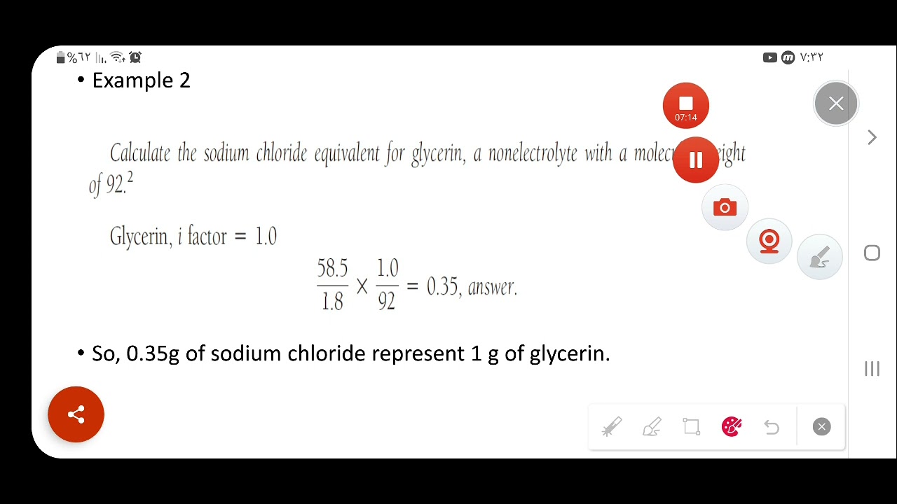 حسابات صيدلانيه (3) تم شرح Sodium Chloride Equivalent . Isotonic ...