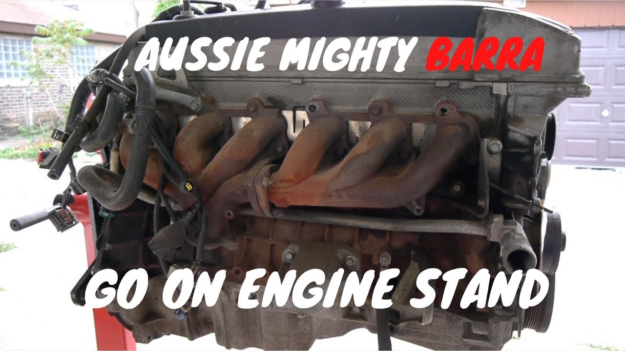 Putting Aussie Mighty Barra 4.0L Barra Inline-Six on Engine Stand - YouTube
