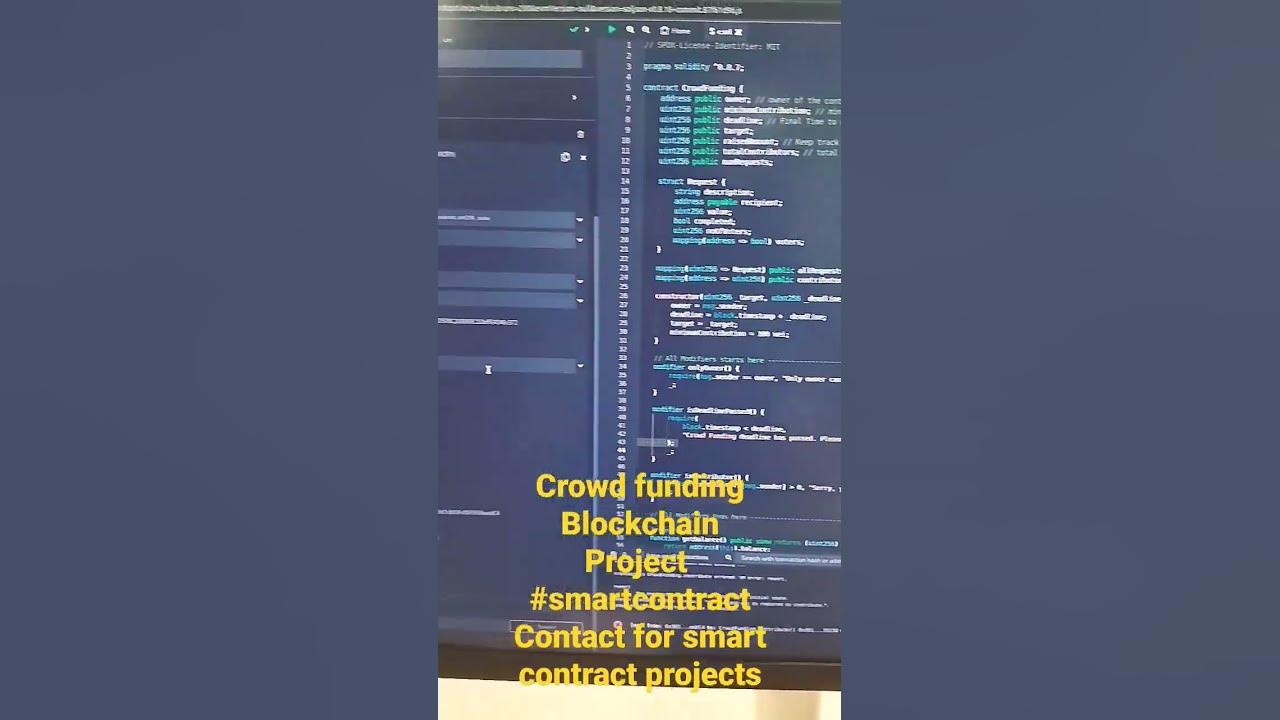 Crowdfunding Project Blockchain Smartcontract Solidity Youtube