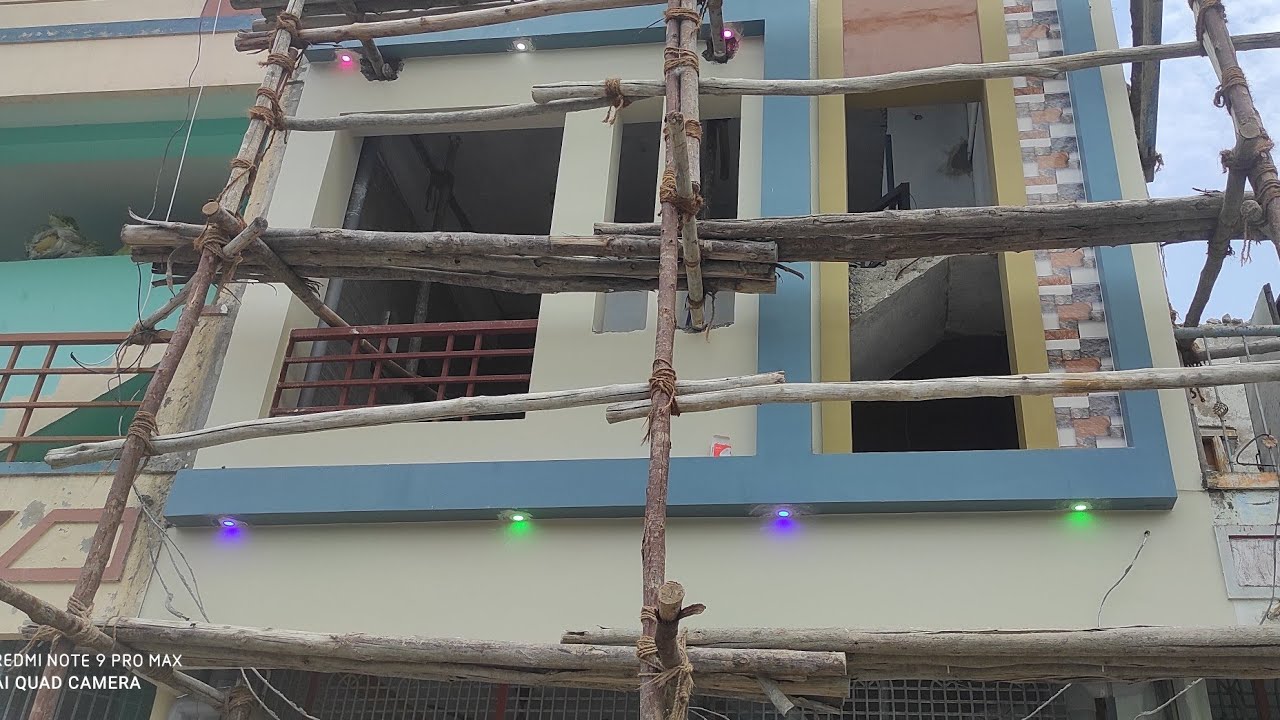new house elevation led lighting setting in electrician work - YouTube