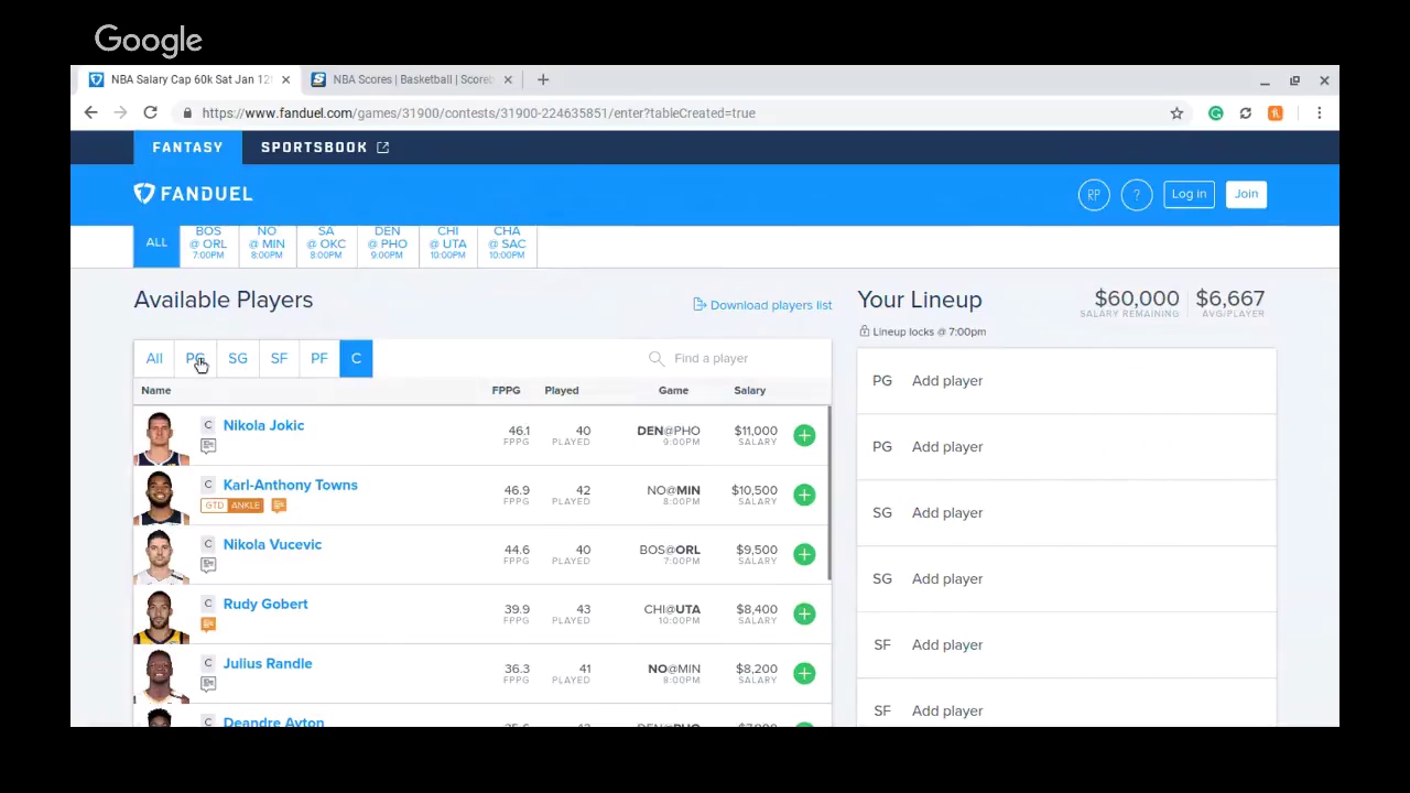 NBA Fanduel Picks 1/12/19 - YouTube