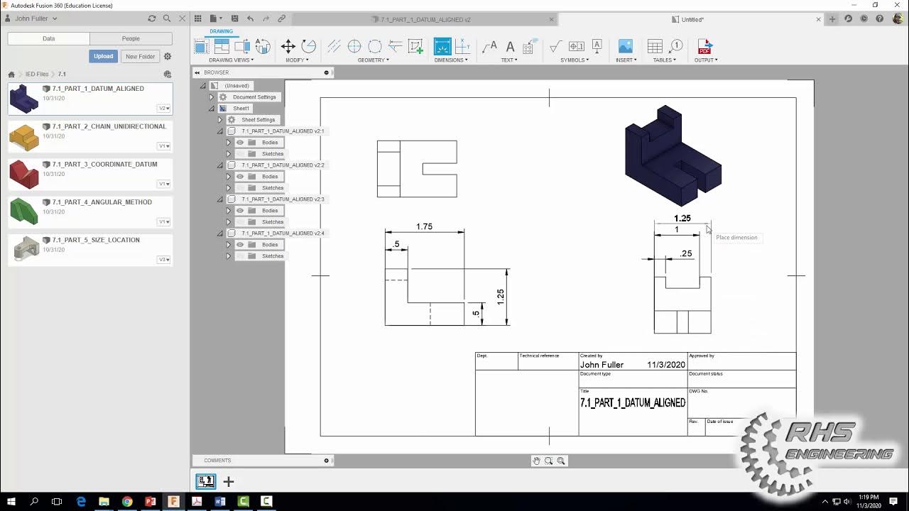 Datum and Aligned Dimensioning Techniques with Fusion 360 - YouTube