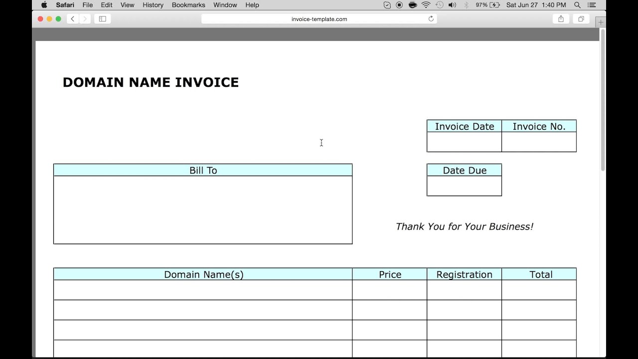 How to Make a Domain Name Invoice | Excel | Word | PDF - YouTube