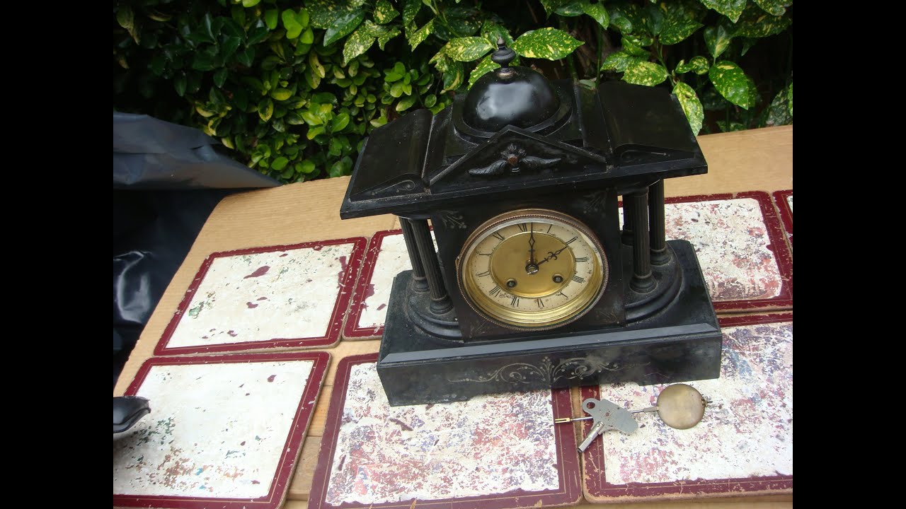 Vintage German Slate Mantle Clock For Restoration - YouTube
