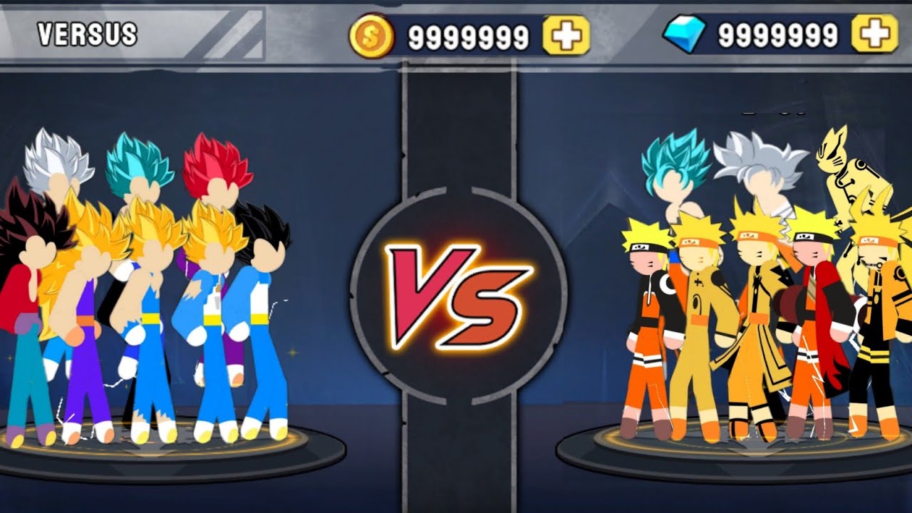 Stickman Warriors Vegeta All Forms Vs Naruto All Forms - YouTube