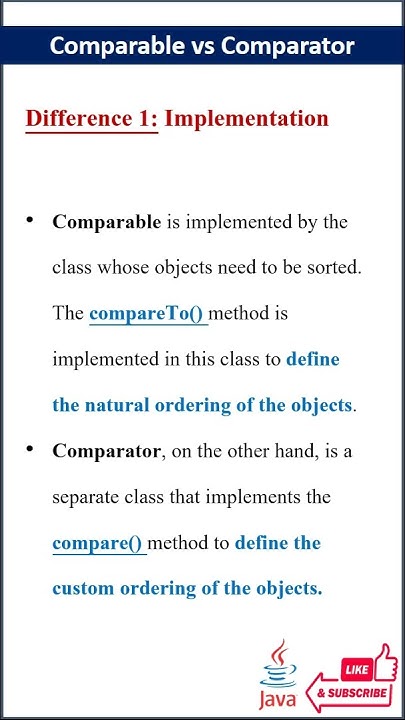 Difference between Comparable and Comparator #java #techinterviews #interviewpreparation # ...