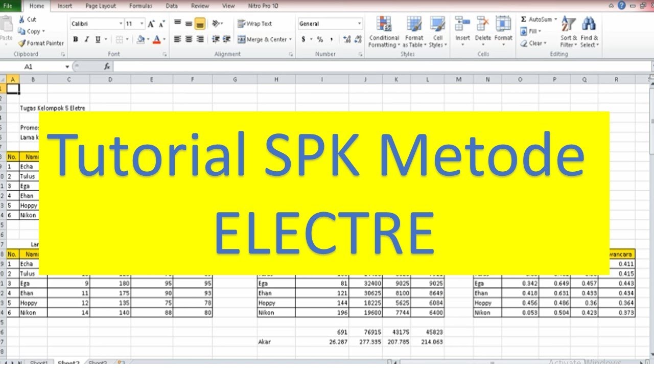 Tutorial Sistem Pendukung Keputusan Metode ELECTRE dengan Excel - YouTube