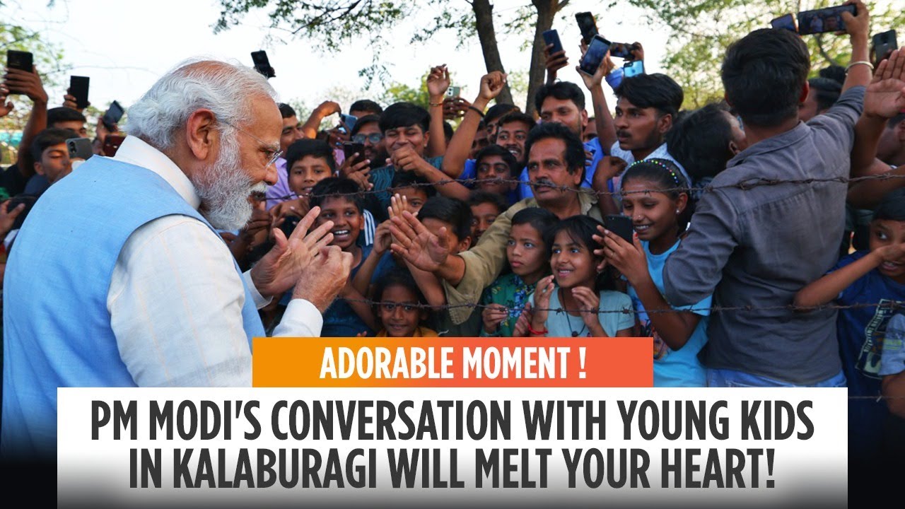 Adorable moment 😍! PM Modi's conversation with young kids in Kalaburagi ...
