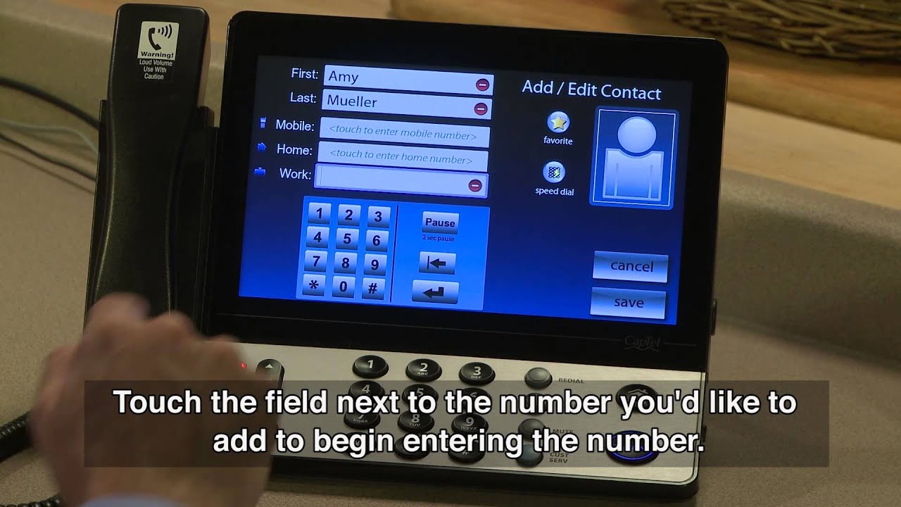 CapTel 2400i: Adding a Contact - YouTube