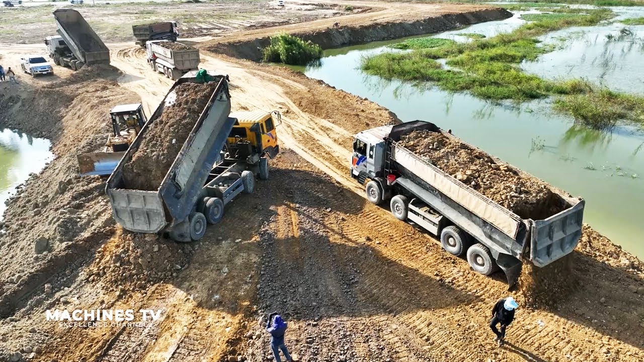 Great Project Backfill Dump Truck Management To Unloading Dirt And ...