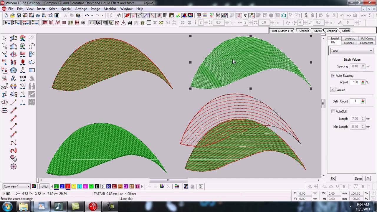 Florentine Effect and Liquid Effect in Wilcom Software English #wilcom #tutorial #embroidery ...