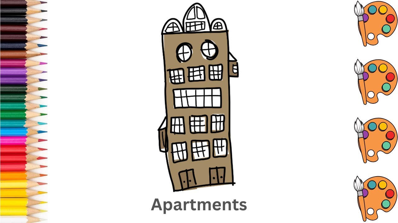 Apartments - Sketch Art and Paint | Step by step tutorial | Pencil to ...