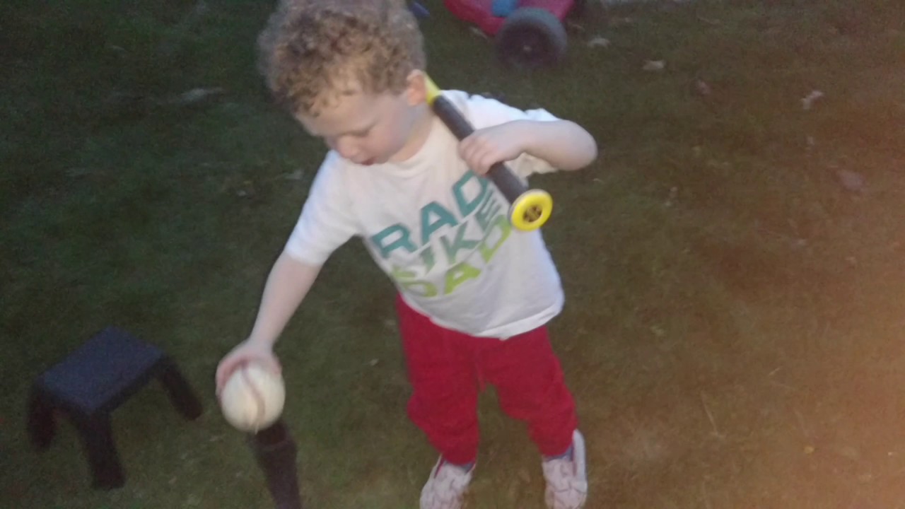 TEE BALL practice with 2 year old Logan. - YouTube