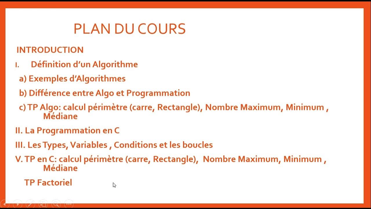 cours 1 : Algoritheme et Programmation C - YouTube