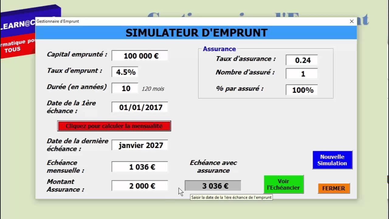 Excel VBA - Formulaire Simulateur Emprunt - YouTube